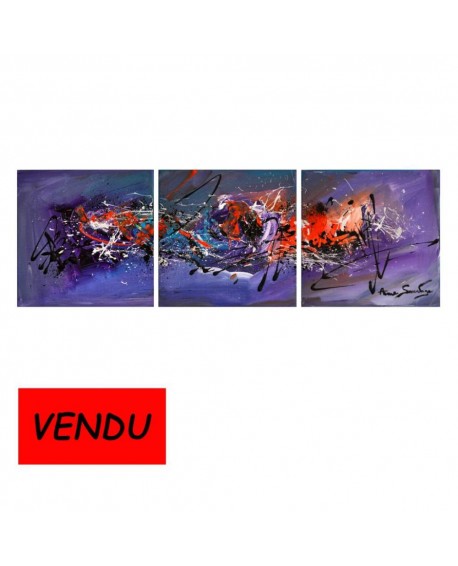 Tableau peinture triptyque design en trois parties